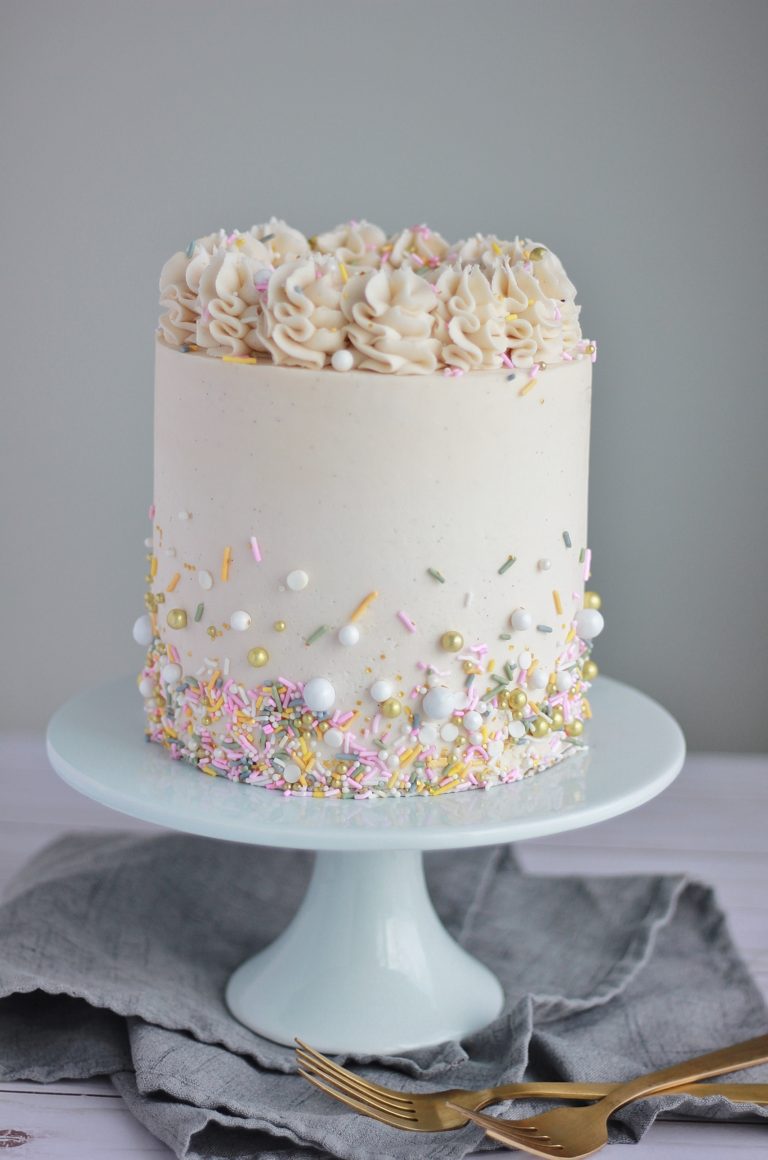 White Cake with Vanilla Buttercream - Baking with Blondie